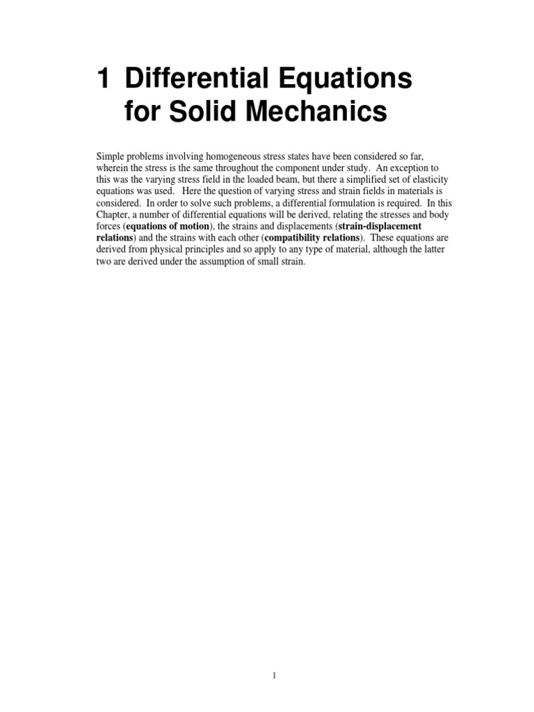 Solid Mechanics Part II: Equations of Motion | PDF | Linear Elasticity ...