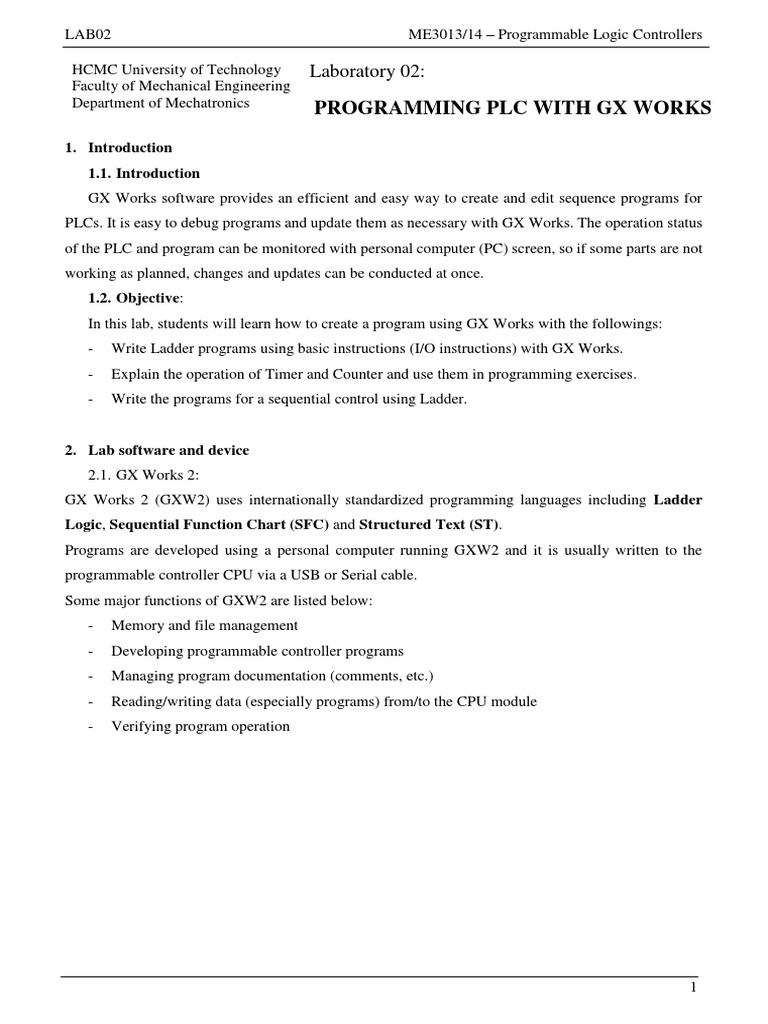 Lab 02 - GX Works Ladder | PDF | Programming | Computer Program