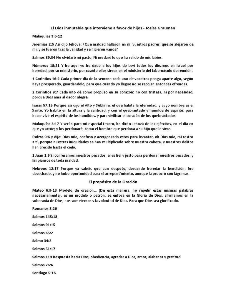 El Dios Inmutable Que Interviene A Favor de Hijos | PDF | Oración | Salmos