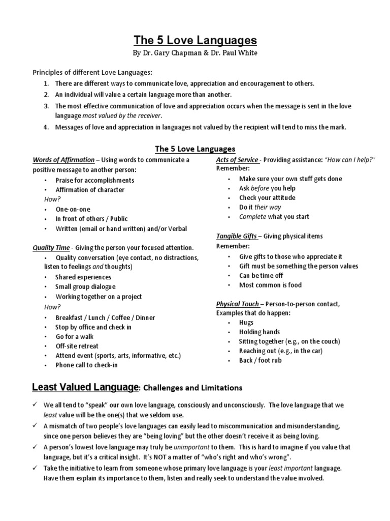 5 Love Languages | PDF | Communication | Cognition
