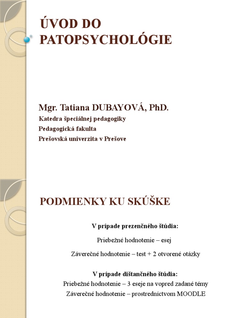Úvod Do Patopsychológie | PDF