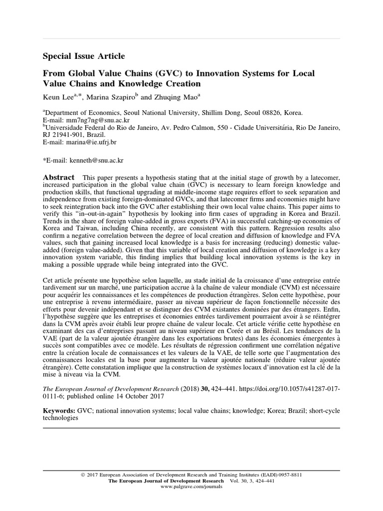 GVC Integration and Local Innovation Systems | PDF | Innovation | Brand