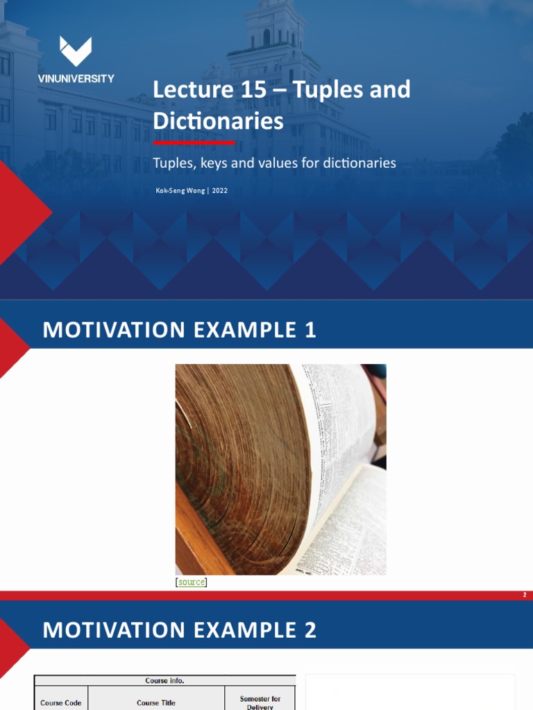 Lecture 15 - Tuples and Dictionaries - 2022 | PDF | Computing ... Lecture 15 - Tuples and Dictionaries - 2022 | PDF | Computing ...