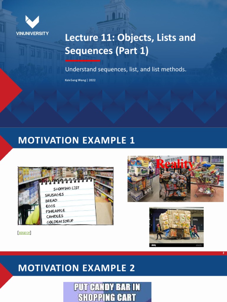 Lecture 11 Objects Lists And Sequences I 2022 Pdf String Computer Science Sequence