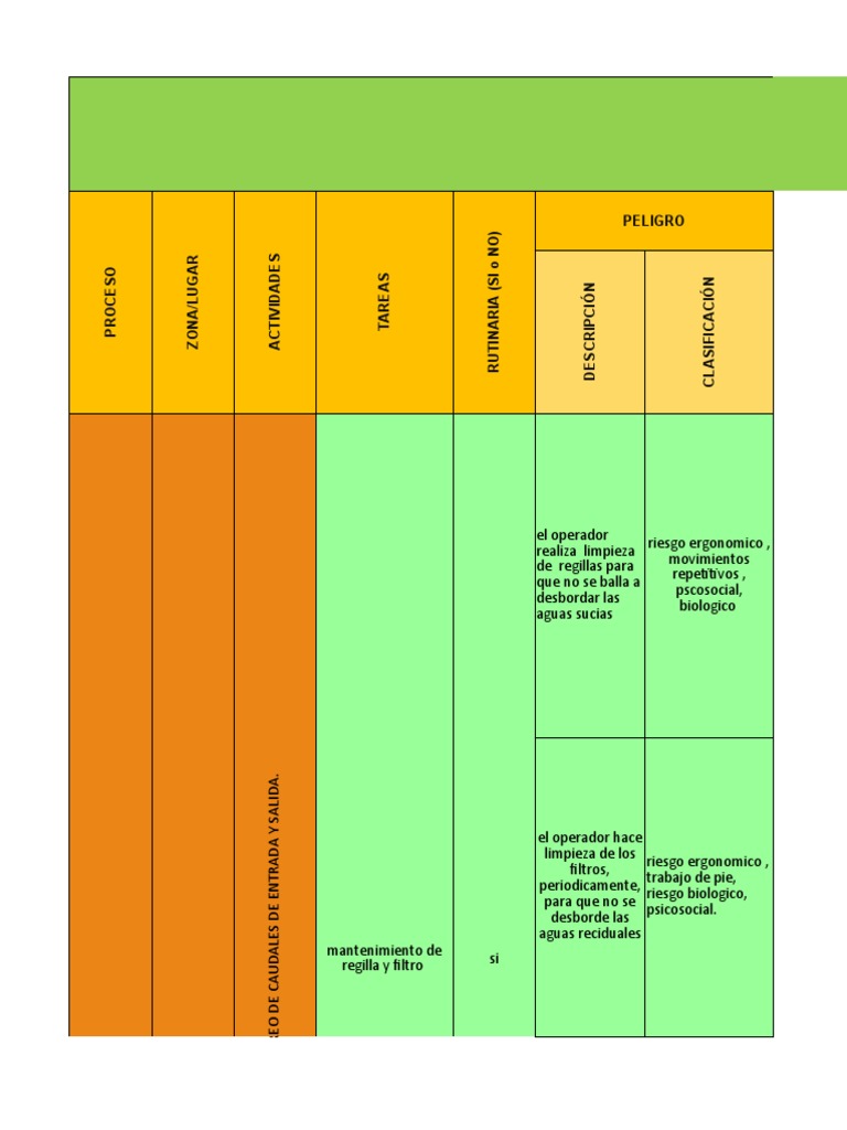 Matriz de Riesgos en Tratamiento de Aguas | PDF | Factores humanos y ...
