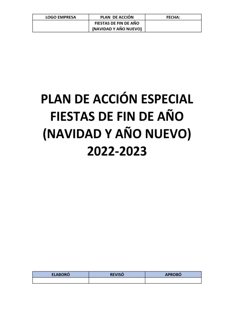 Plan de Accion y Contingencias Fiestas de Fin de Año | PDF | Medicina ...