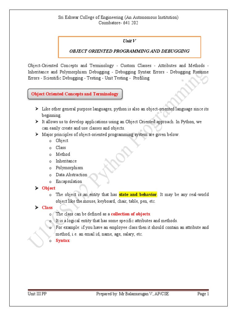 Pp Unit V Notes Pdf Class Computer Programming Method Computer Programming 