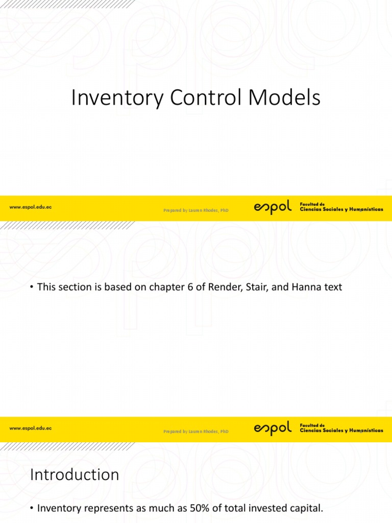 Lecture 6 - Inventory Control Models | PDF | Inventory | Production And ...