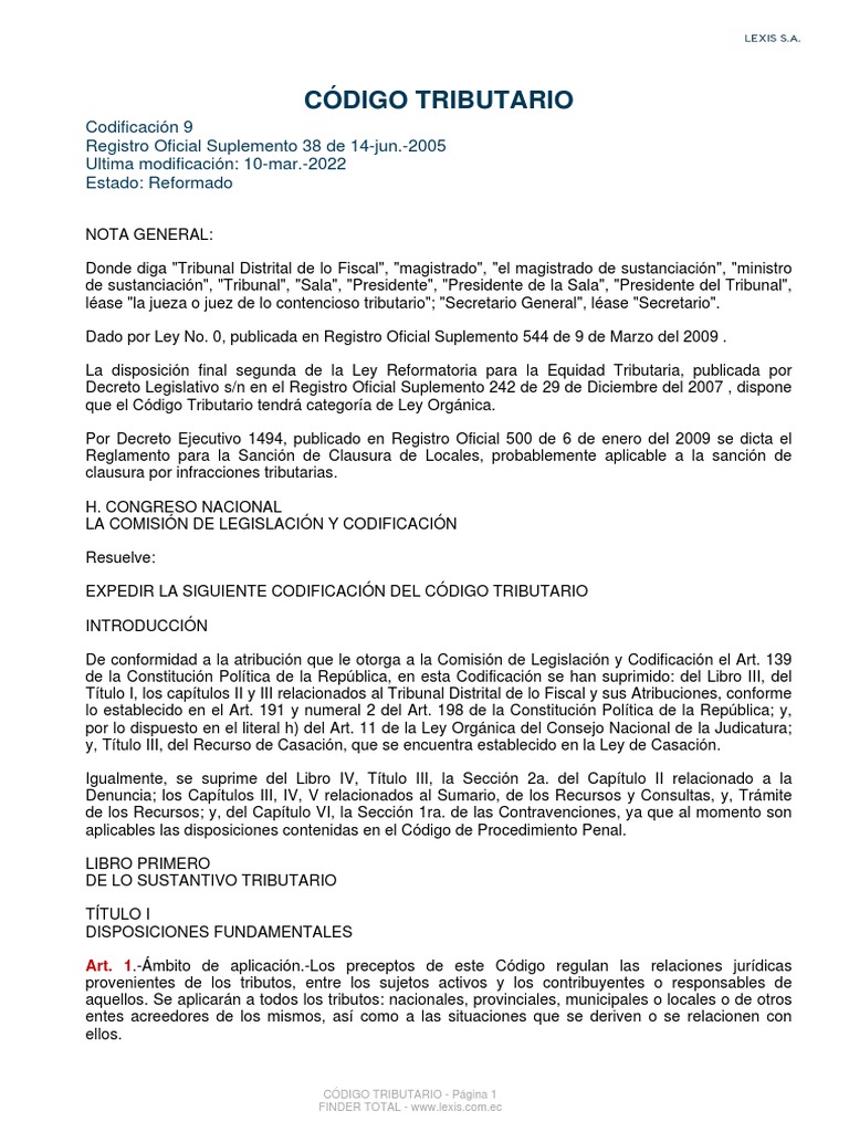 Codigo Tributario | Descargar gratis PDF | Pagos | Impuestos
