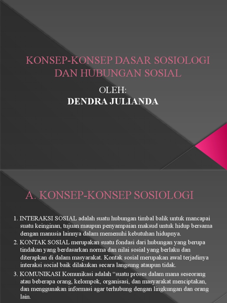 Konsep-Konsep Dasar Sosiologi Dan Hubungan Sosial | PDF