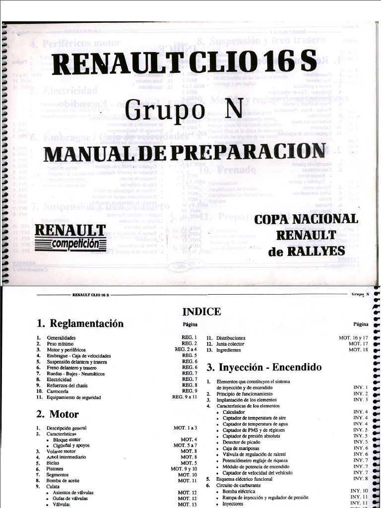 Clio 16v - Manual de Preparacion GR.N Rallye | PDF