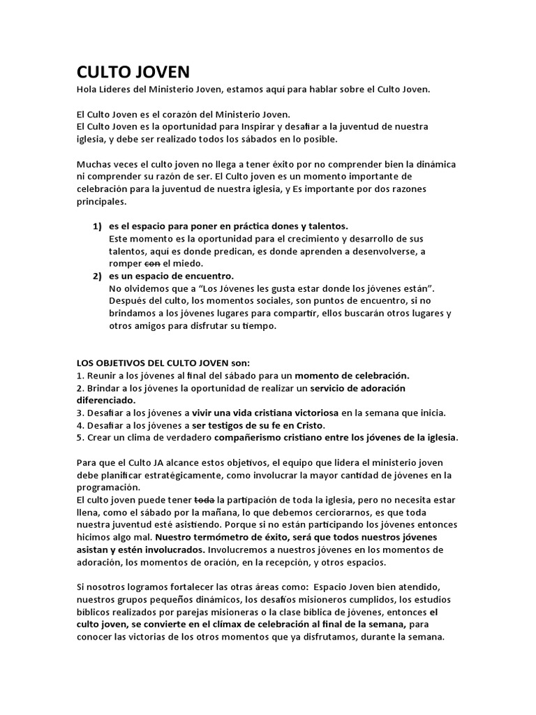 Culto Joven - Video Promoción | PDF | Oración