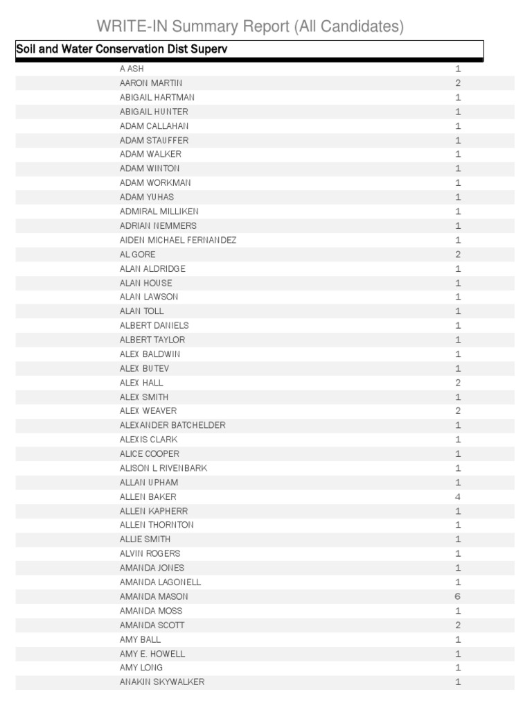 2022 GE Write-In Count - Summary | PDF