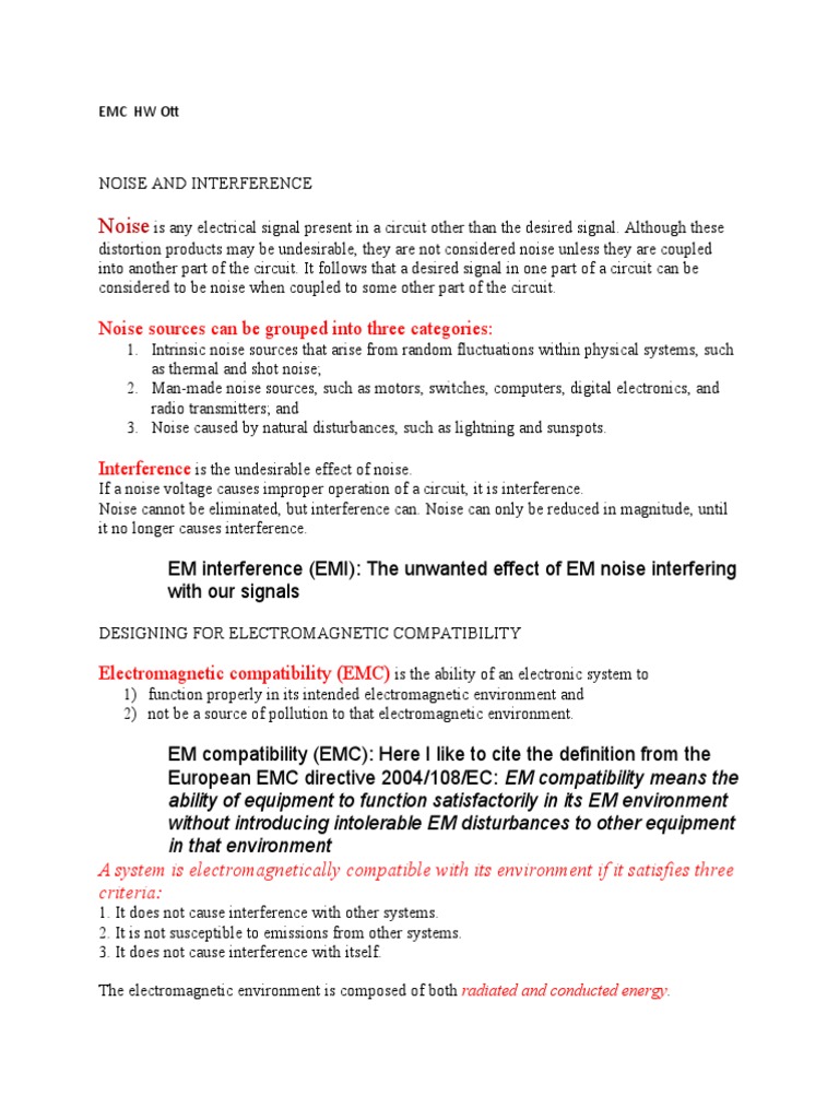 EMC Noise and Interference | PDF | Electromagnetic Compatibility | Decibel