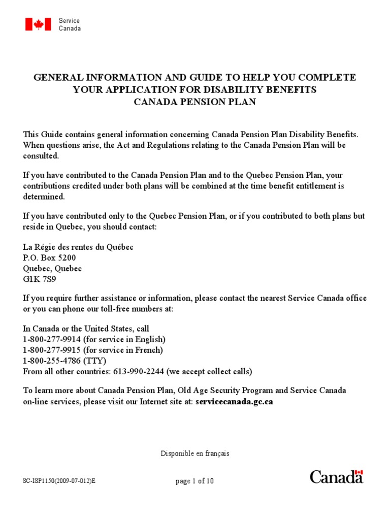 Canada Pension Plan Disability Benefits | Pension | Retirement