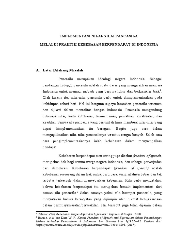 IMPLEMENTASI NILAI Pancasila | PDF | Politik | Sains & Matematika