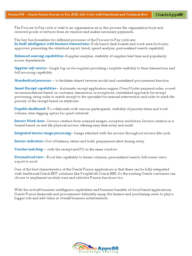 P2P Cycle Complete Technical Flow in Oracle Fusion | PDF | Accounts ...
