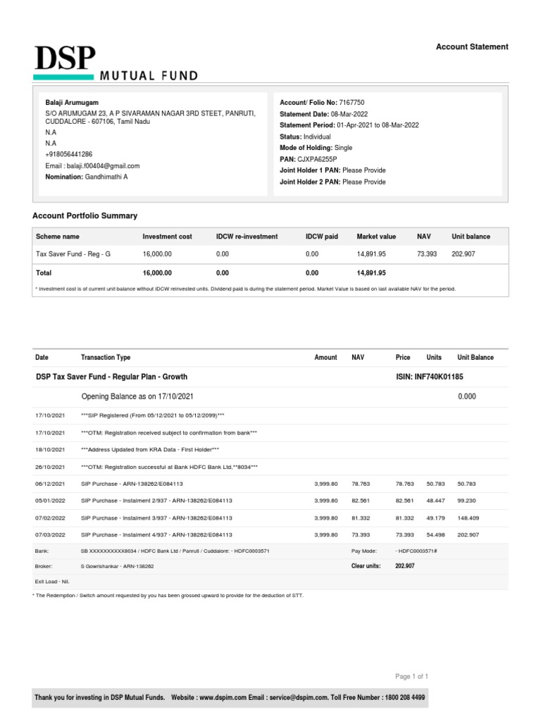 Account Statement | PDF | Dividend | Payments