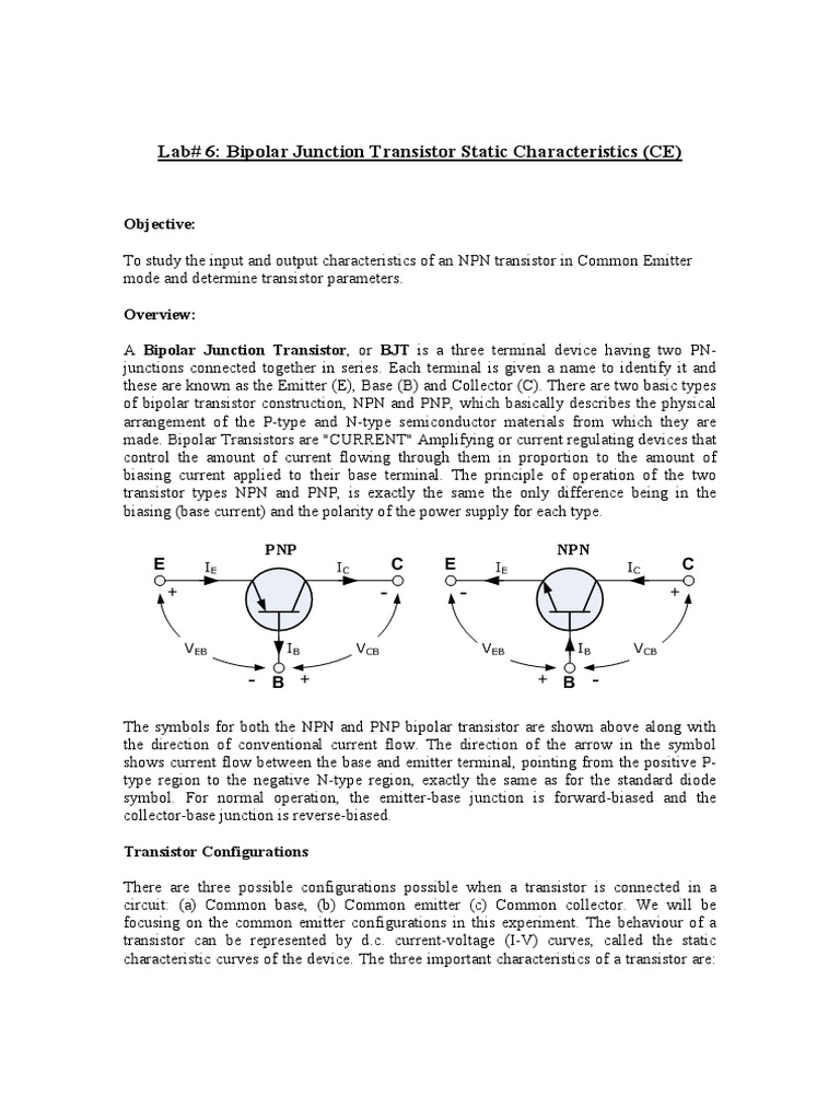 6 Transistor Characteristics | PDF | Bipolar Junction Transistor | P–N ...