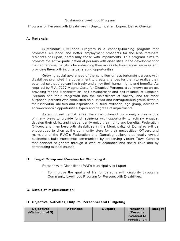 Project Proposal Rodriguez | PDF | Disability | Economies