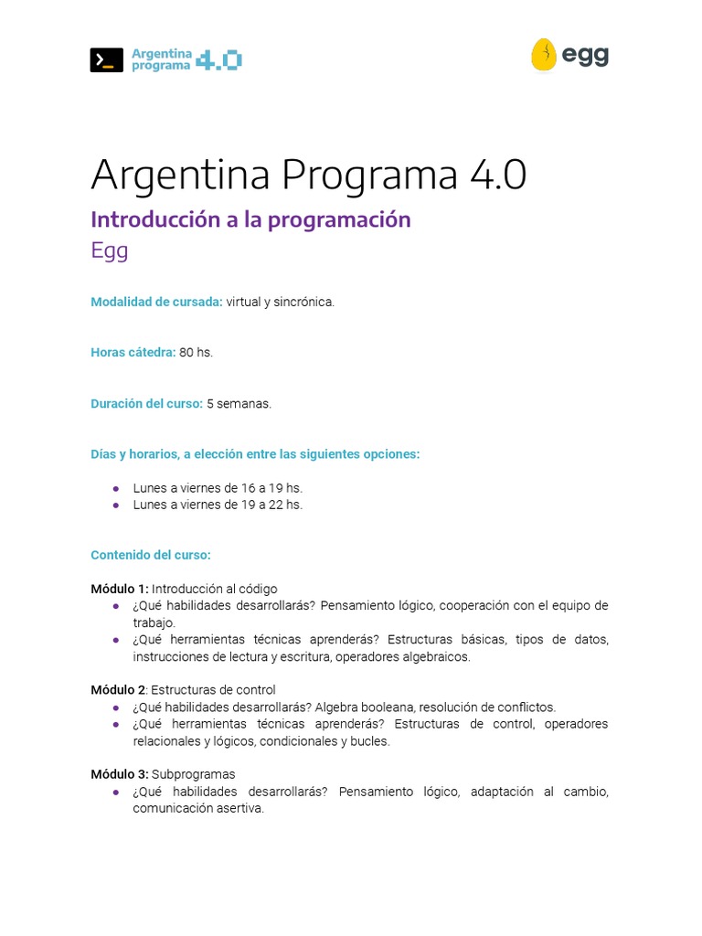 Introduccion A La Programacion - Egg | PDF