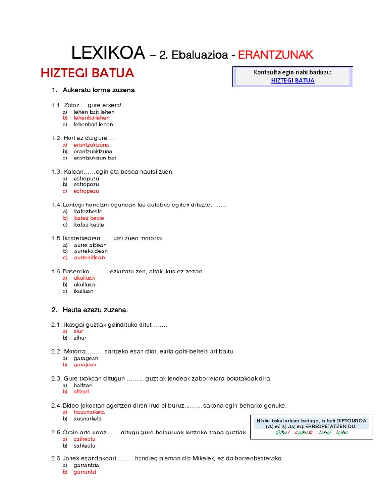 Lexikoa: Hiztegi Batua | PDF