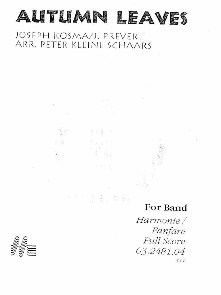 Autumn Leaves Arr. Peter Kleine Schaars | PDF