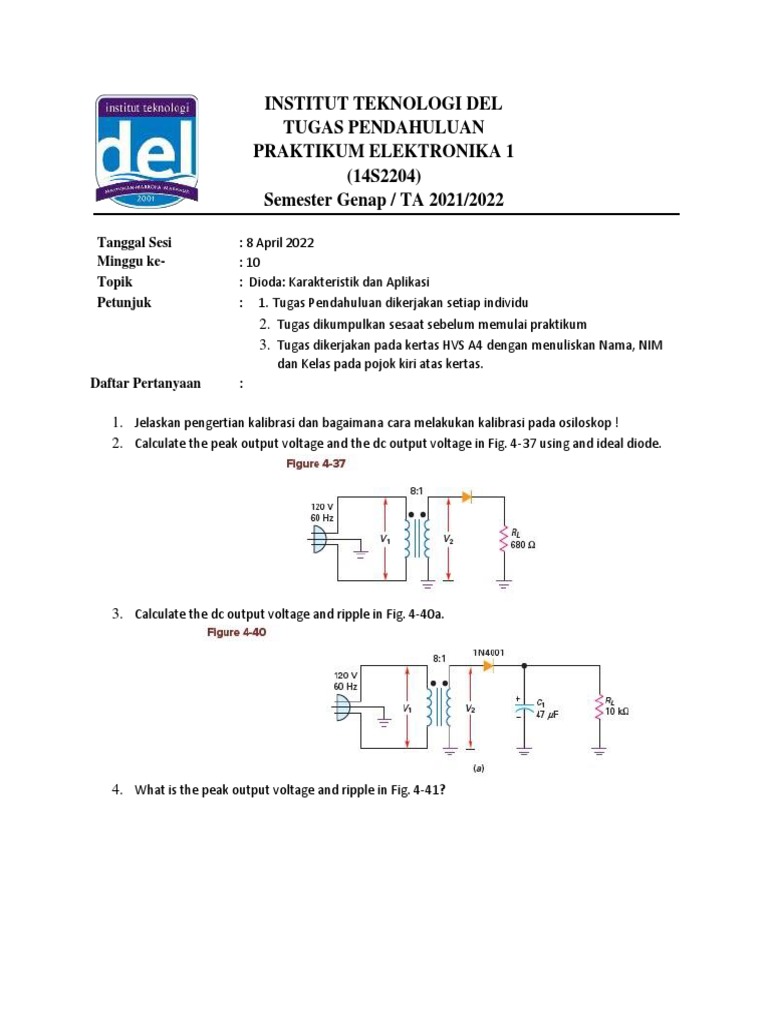 TP Modul 1 - Dioda-Karakteristik Dan Aplikasi 2022 | PDF