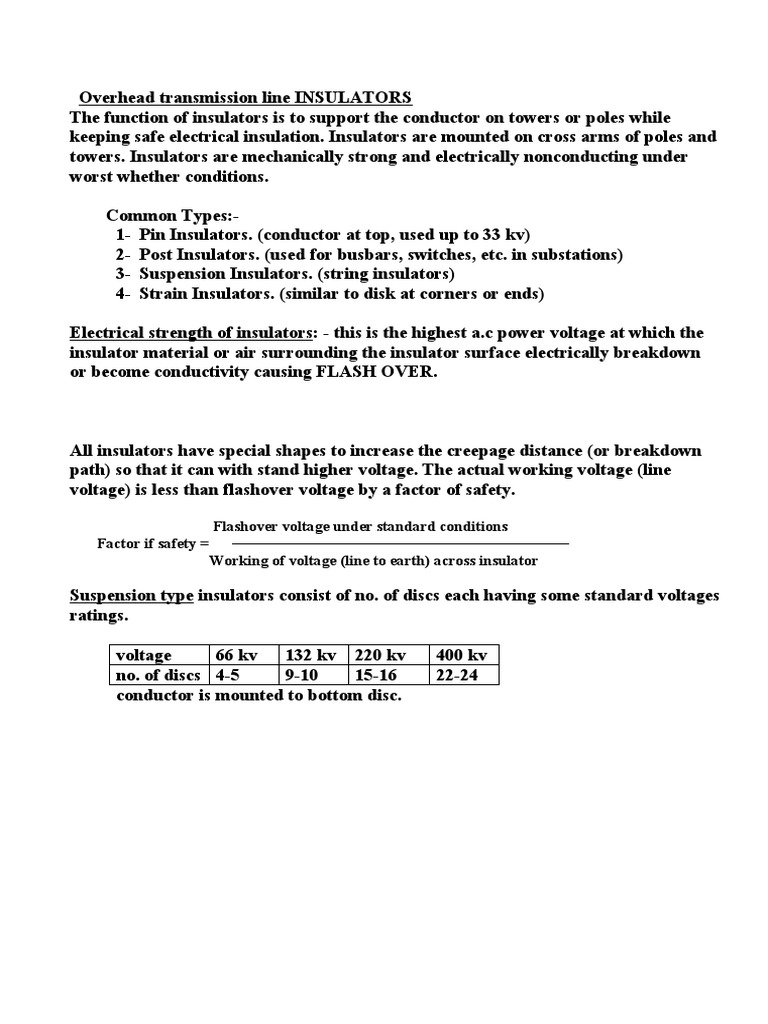 Overhead Transmission Line INSULATORS | PDF | Insulator (Electricity) | Nature