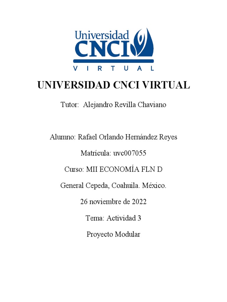 CNCI Economía - Actividad 3 Proyecto Modular | PDF
