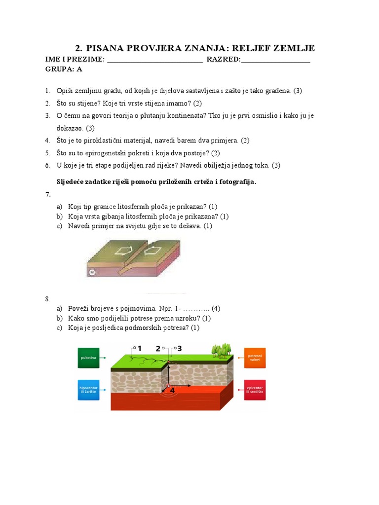 Ispit - Reljef Zemlje A Grupa | PDF