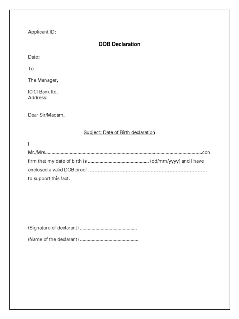 DOB Declaration | PDF