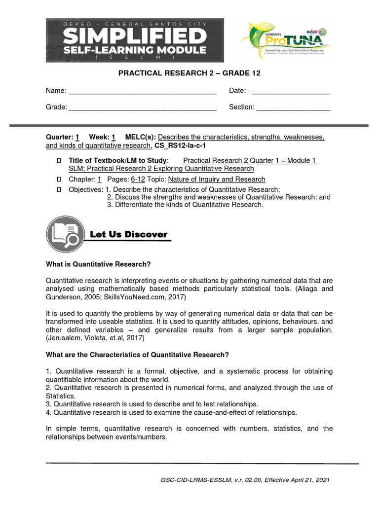 Practical Research 2 Module 1 | PDF