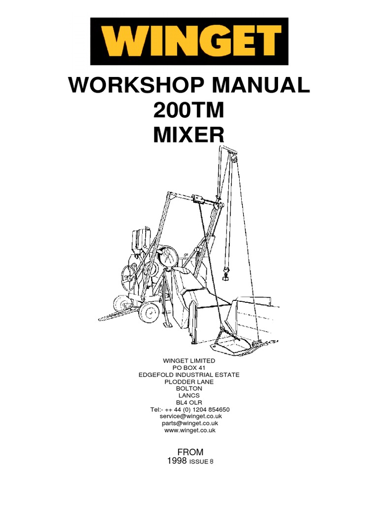 Workshop Manual Winget 200tm Mixers | PDF | Axle | Valve