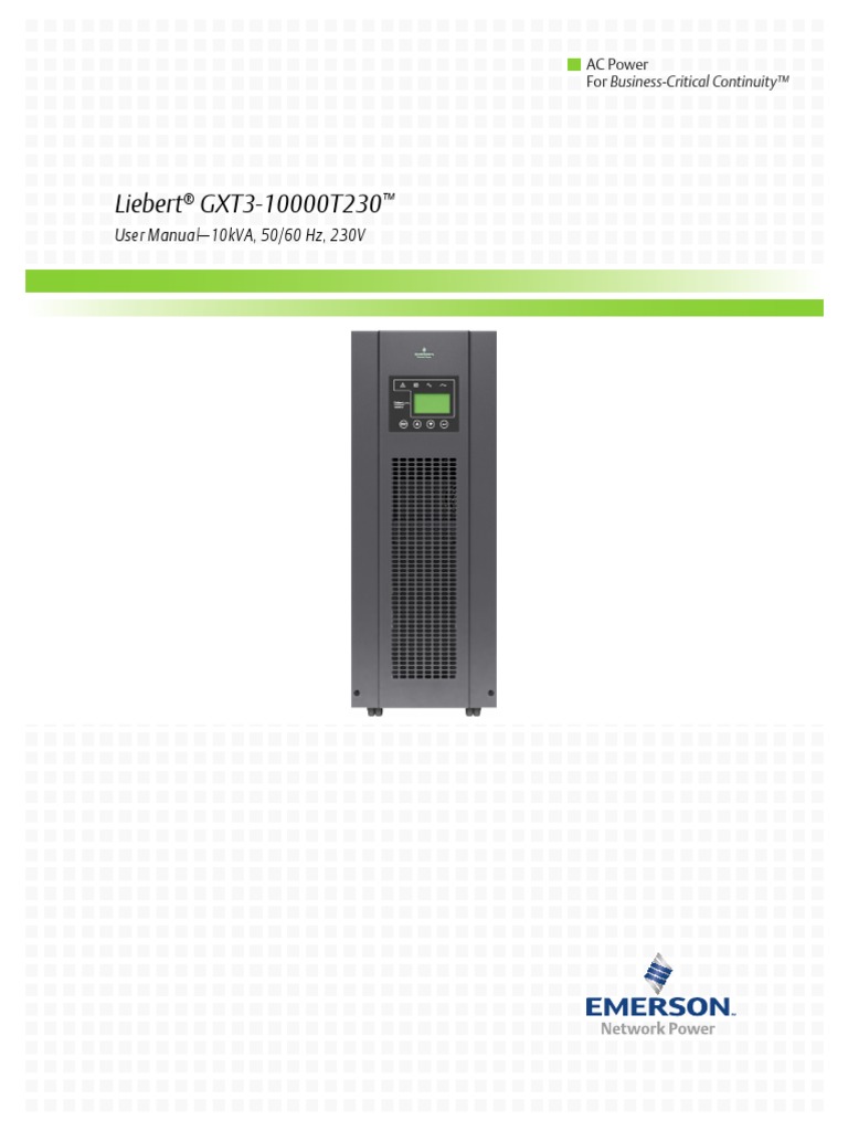 Liebert GXT3 UPS (230V) 10000VA Tower User Manual | PDF | Amplifier ...