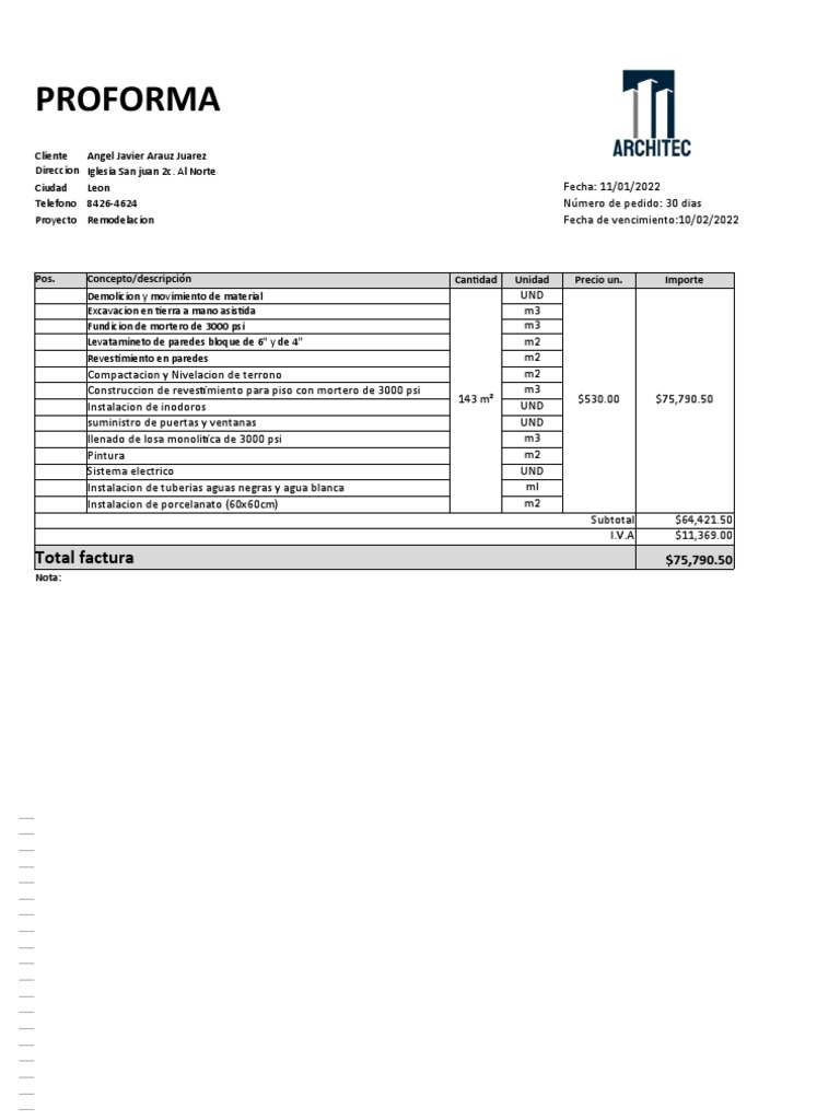 Factura Proforma Modelo | PDF