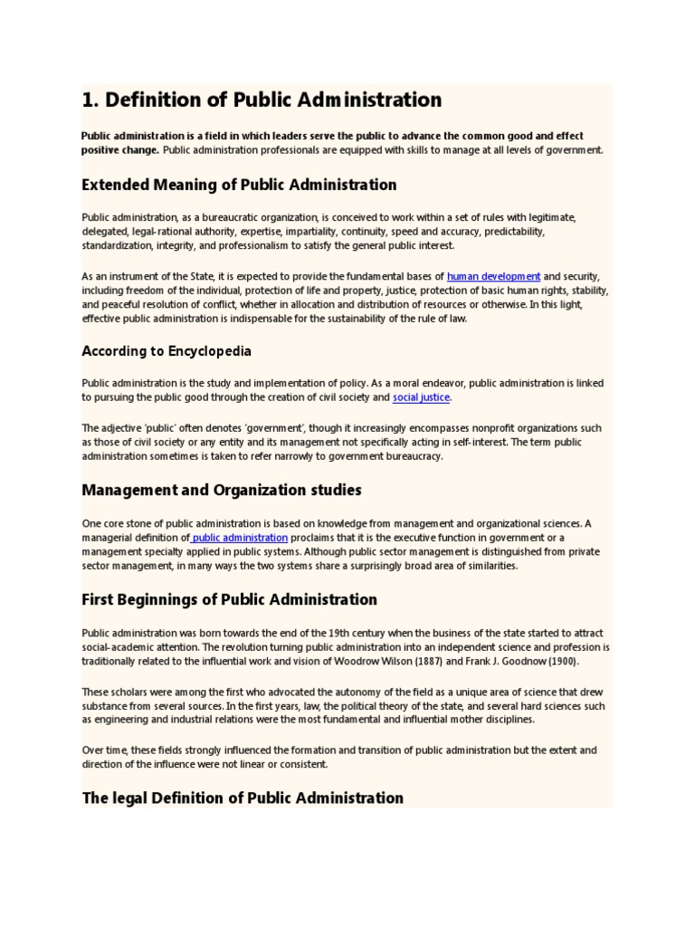 Notes On Public Administration | PDF | Public Administration | Bureaucracy