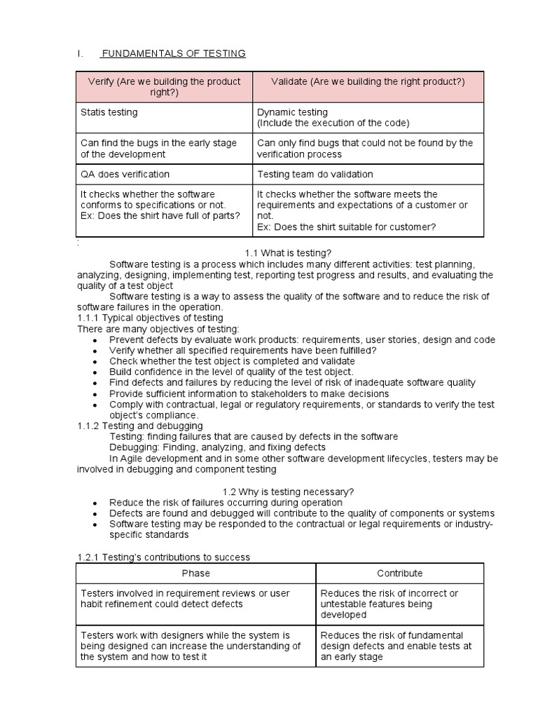 Fundamentals Of Testing Pdf Software Testing Software Bug 6079