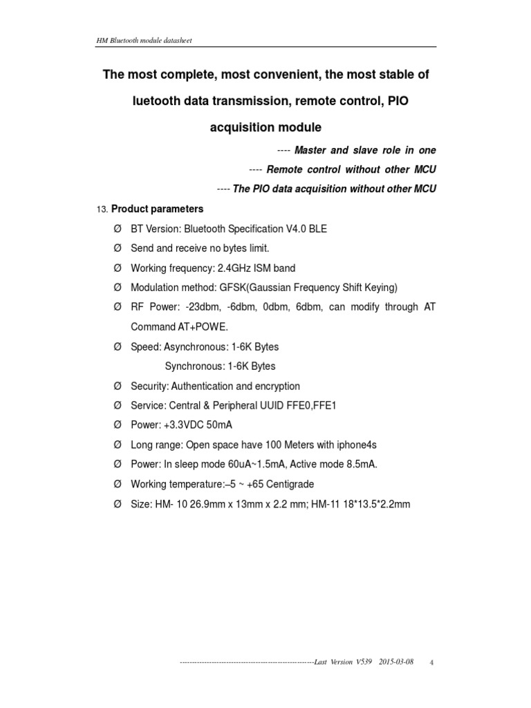 HM Module Manual | PDF | Bluetooth | Information And Communications Technology