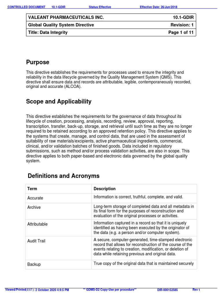 10.1-GDIR Data Integrity | PDF | Backup | Metadata