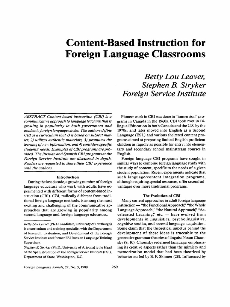 Content - Based - Instruction - For - Foreign - Languages - Leaver ...