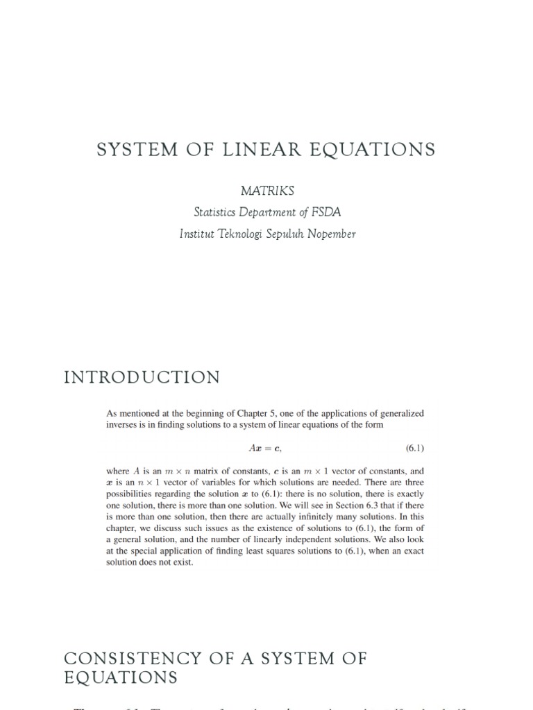 System of Linear Eq | PDF | Teaching Methods & Materials | Science & Mathematics