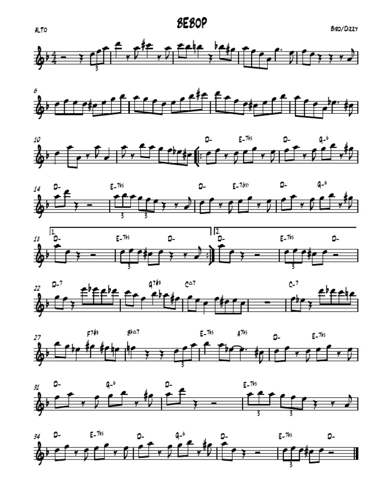 Charlie Parker Bebop Alto Sax | PDF