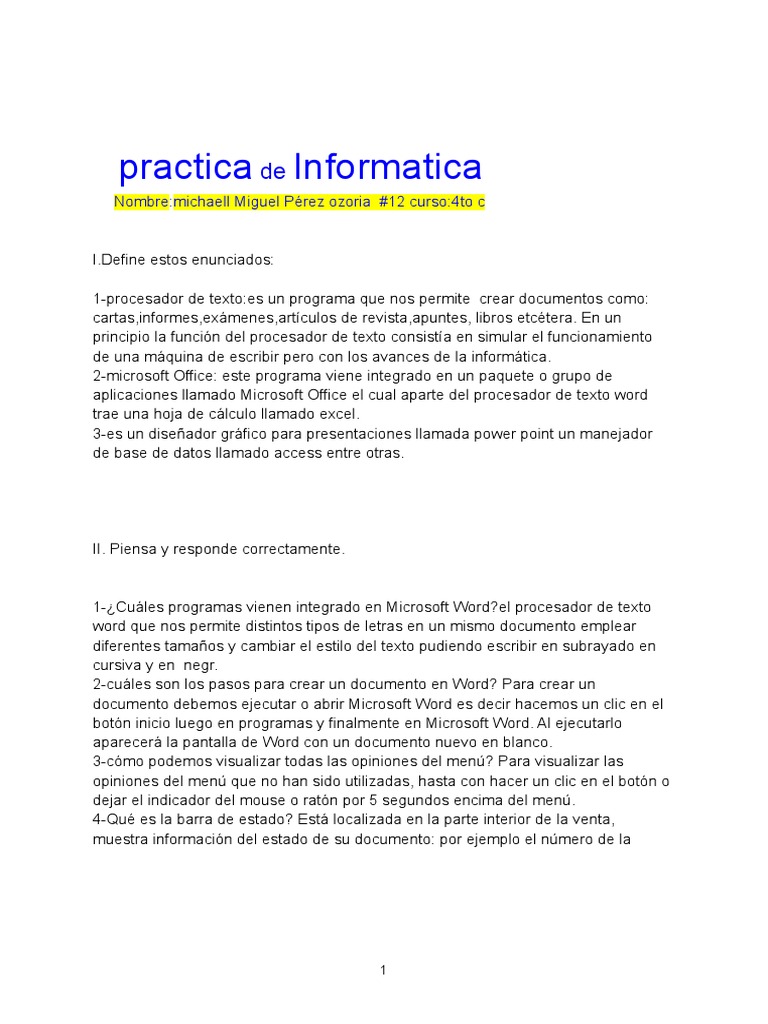 Practica De Informatica Pdf Ventana Informática Microsoft Windows