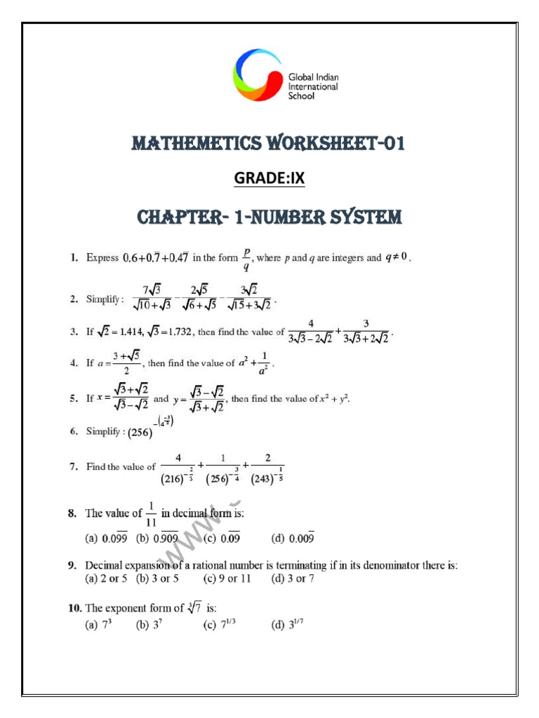 Ws-1 Number System | PDF