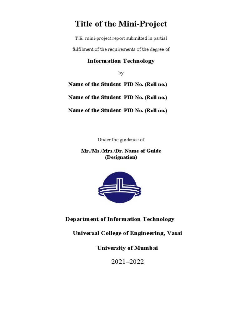 T.E. Mini - Project Report Template | PDF