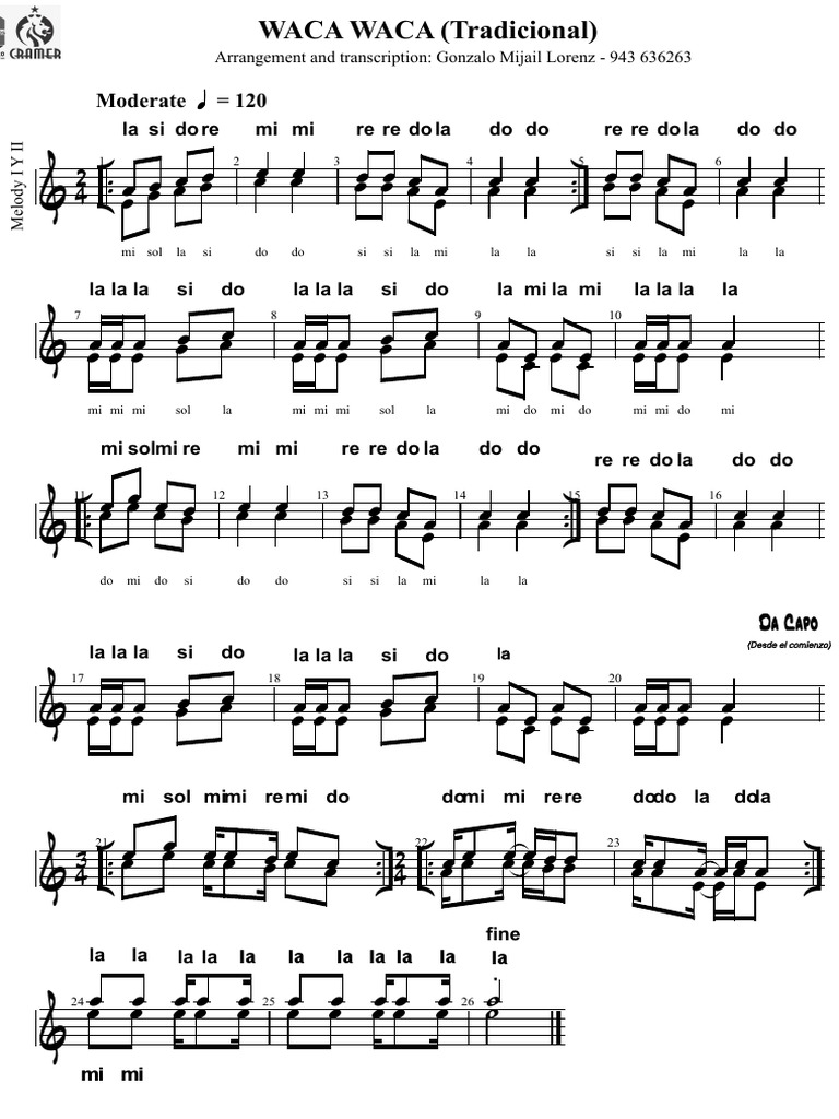 Waca Waca 2020 II +++ Melodia y Acordes Separados Print | PDF