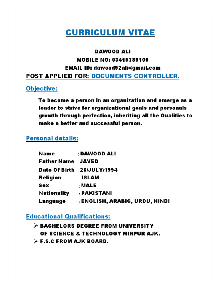 Dawood Ali CV | PDF