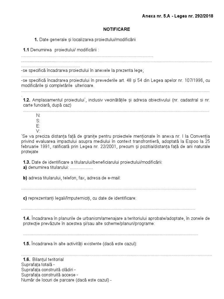 Notificare Anexa 5 A Mediu Word | PDF