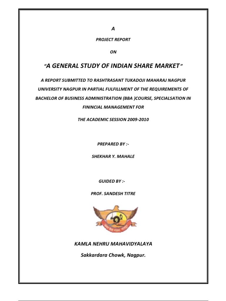 Shekhar Final Project Report On Share Market | PDF | Securities ...